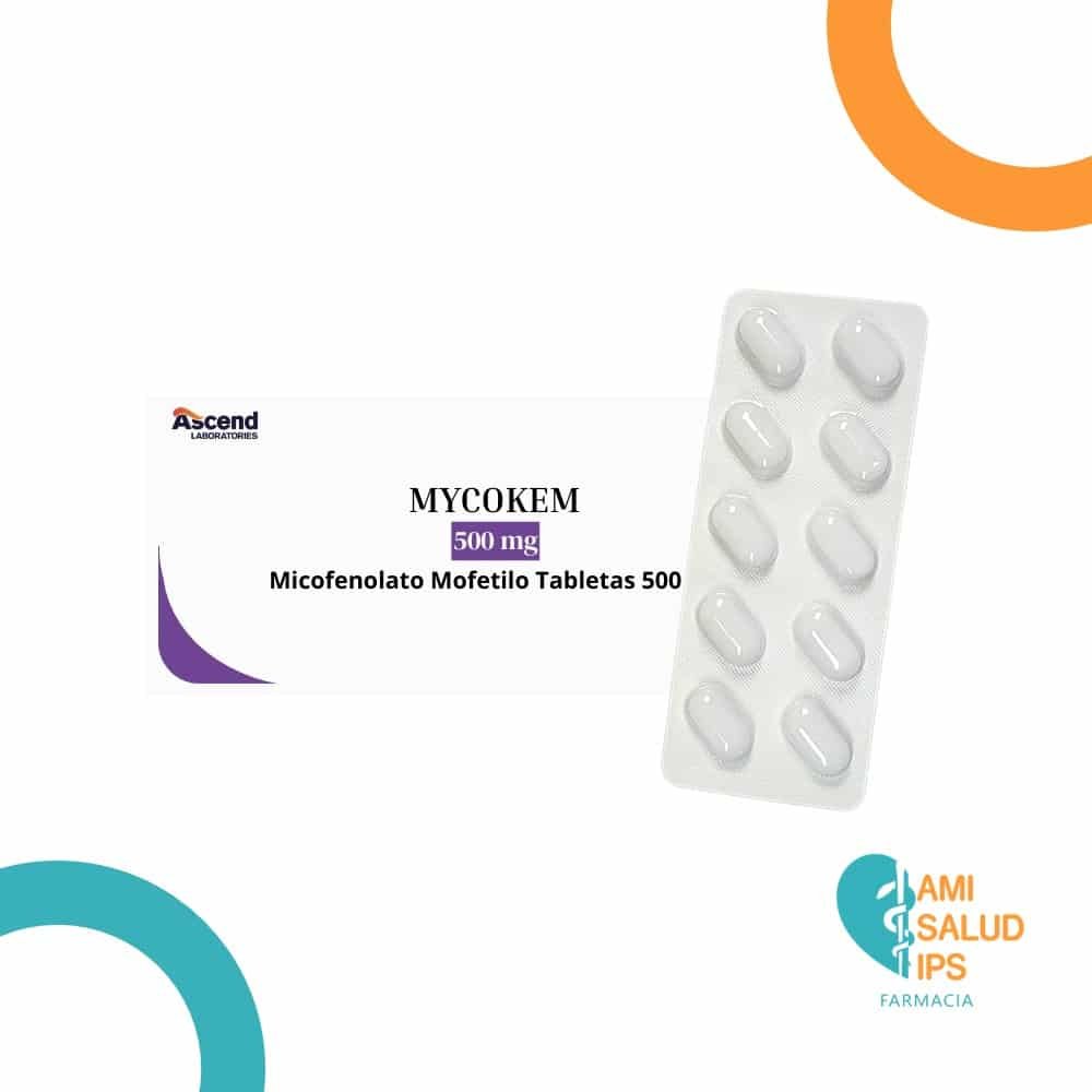 MYCOKEM MICOFENOLATO MOFETILO 500 MG C*50 TABLETAS ASCEND - FARMACIA ...
