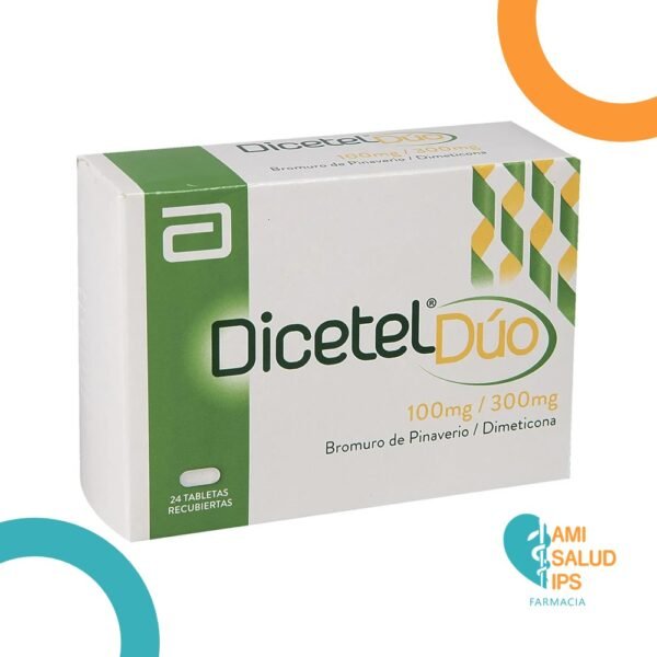 DICETEL DUO BROMURO DE PINAVERIO 100MG / DIMETICONA 300MG C*24 TABLETAS ...
